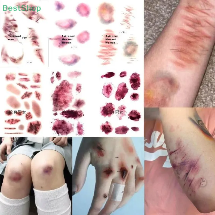 💕Bruise & Injury Morbid Aesthetic Scar Temporary Tattoo Stickers ...