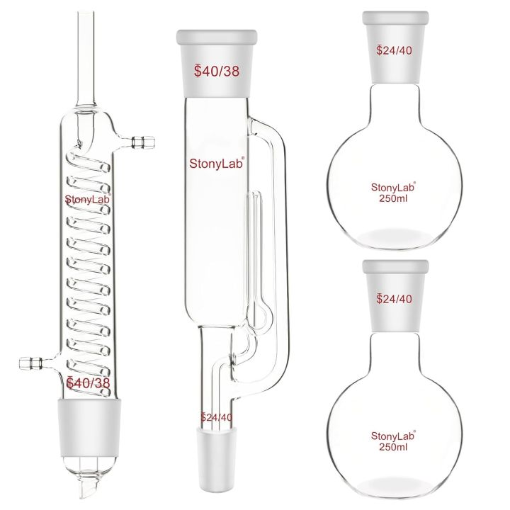 stonylab Soxhlet Type Extraction Kit, Borosilicate Glass 40/38 Soxhlet ...