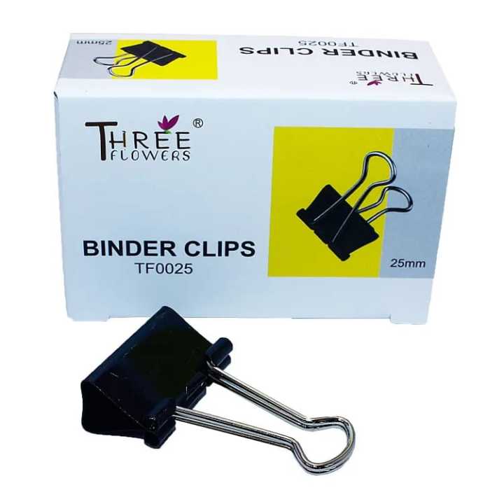 Three flowers binder clips 25mm TF0025. 10 pieces/box | Daraz.pk