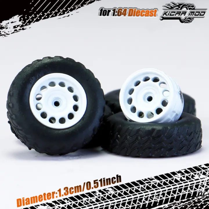 Kicarmod 1/64 Model Car All-Terrain Wheels with Tire Rivet Axle ...