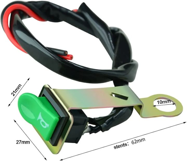 Motorcycle horn switch w/reflector iron bracket green horn power switch ...