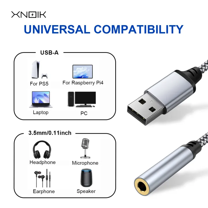 3.5mm Headphone Jack to USB Adapter for PC, Mac, PS4/5, for iPad USB ...