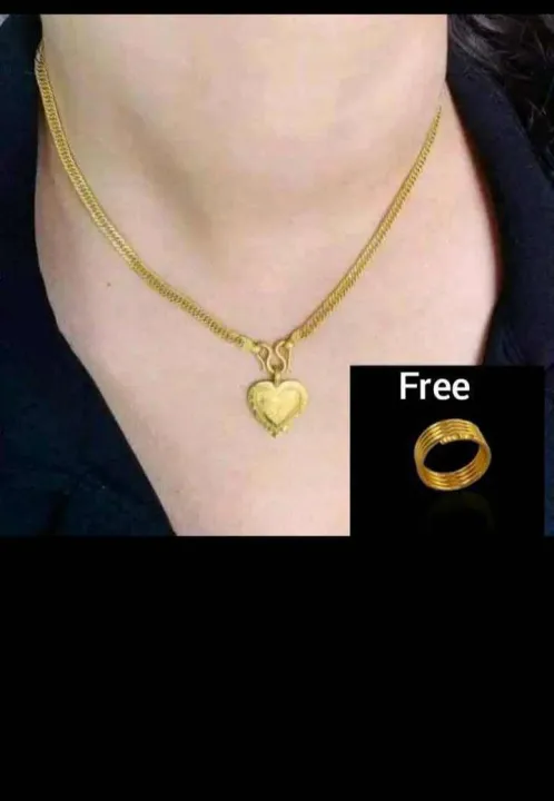 Panchadhatu Gold Chain With Love Locket & Free Ring ...