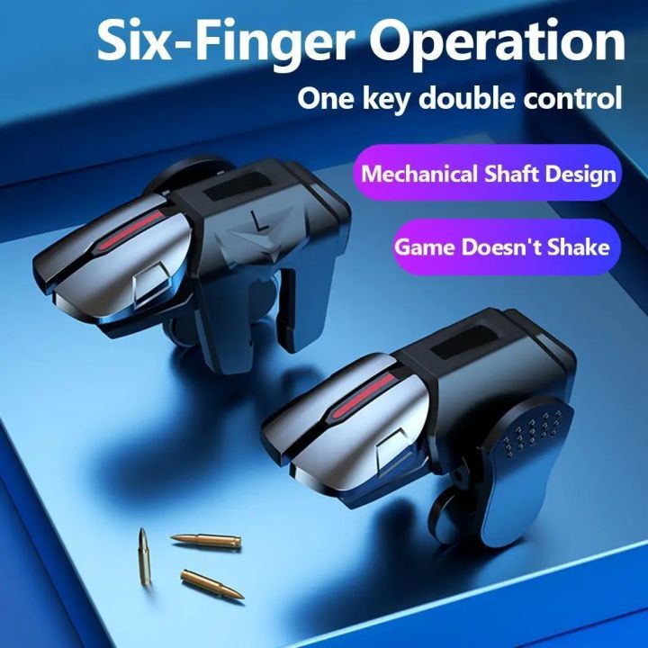 X8 Mobile Game Trigger For PUBG Phone Gaming Controller 6 Finger Trigger Sensitive Shooting ...