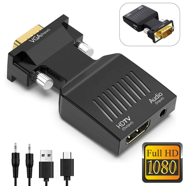 VGA To HDMI-compatible Converter With 3.5mm Audio Cable For PS4 PC ...