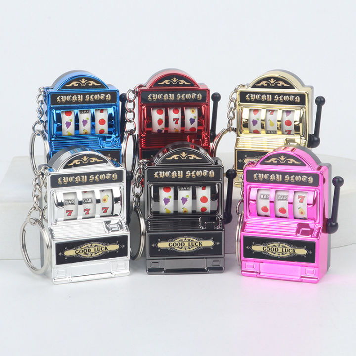 Fruit Slot Machine Keychain Lucky Charm Jackpot Keychains Mini Casino ...