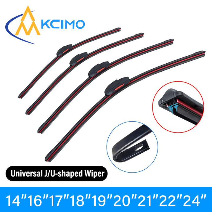 J/U-shaped Universal Wiper Blade Double Rubber Strip Front Wiper Glass ...