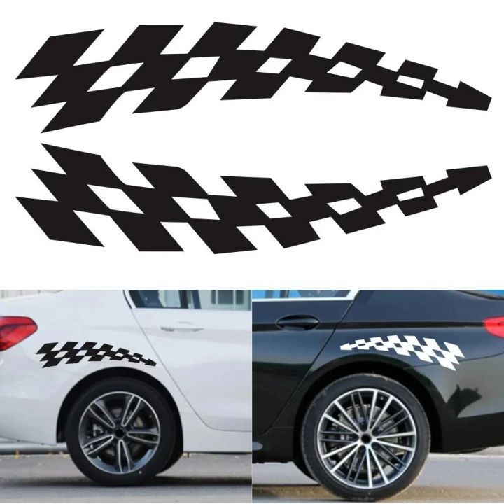 1Pair 30x7cm Checkered Flag Car Stickers Auto Wheel Brow Bumper Side ...