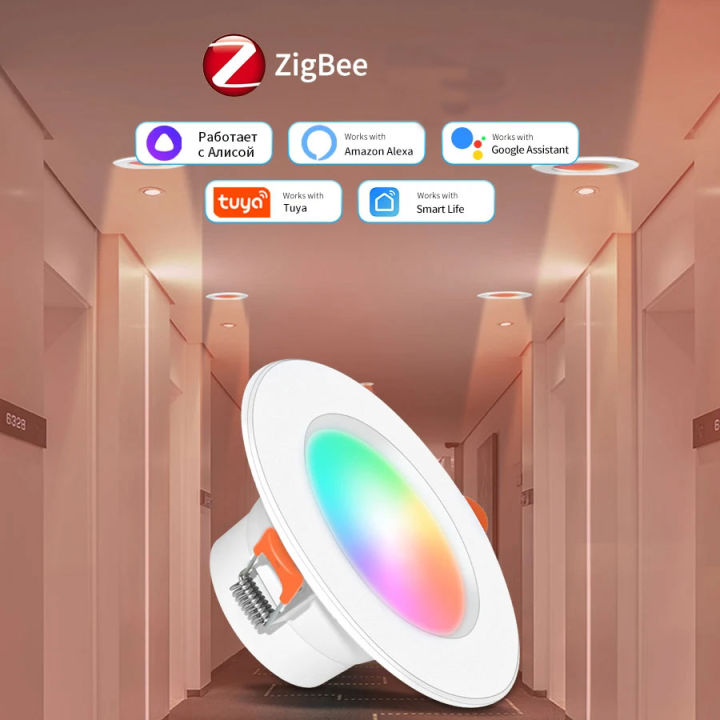 Zigbee Smart LED Downlight 5/7/10/15W Dimming Round Spot Light RGB Color Changing Warm Cool ...