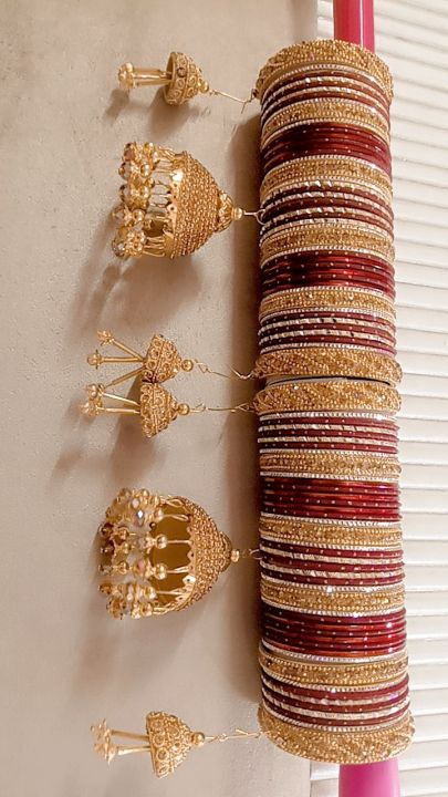 bangals for girls bridle sets 2 hand pair red and gold | Daraz.pk