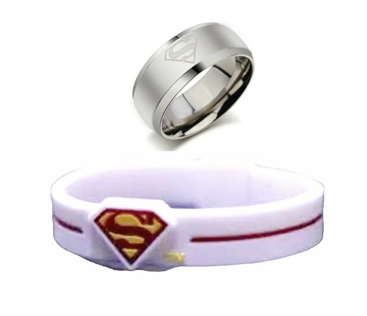 1 Set Of High Quality Stainless steel Super men Logo Ring with Free ...