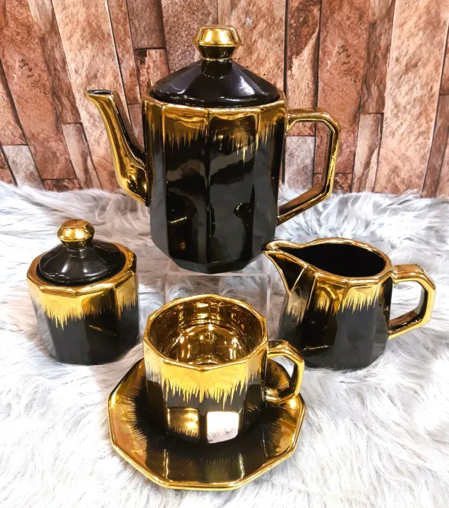 Royal 15 Pieces Golden Tea Set - Material Ceramic - Exquisite Tea Set ...