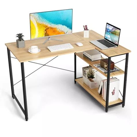 48'' Reversible L Shaped Computer Desk Home Office Table Adjustable ...