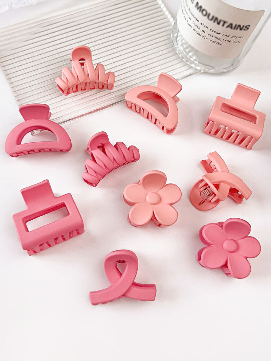 10 Pcs Pink Small Claw Clips Set,Matte Tiny Flower Jaw Clips for Women ...
