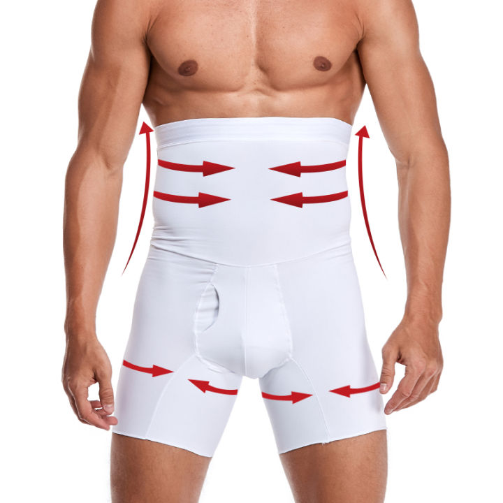 Men Body Shaper Compression Shorts Waist Trainer Tummy Control Boxer ...