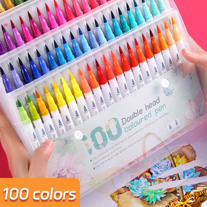24/48/60/80/100 Colors Double-Head Washable Color Marker Set Art ...