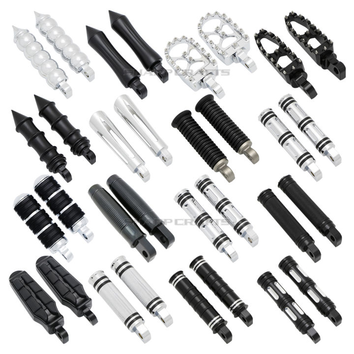 2x Male Mount Motorcycle CNC Aluminum Foot Pegs Footrest For Harley ...