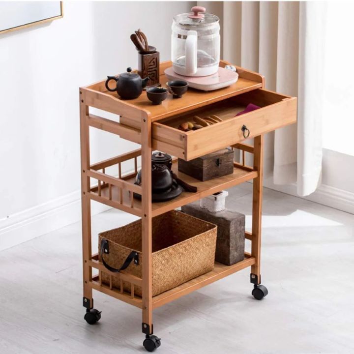 Dining Trolley Rolling Kitchen Wooden Trolley Cart | Daraz.pk