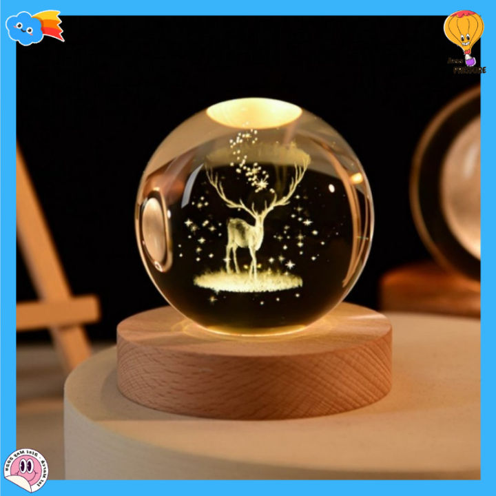 Christmas Deluxe 6cm Solar System Crystal Ball - 3D Laser Engraved ...