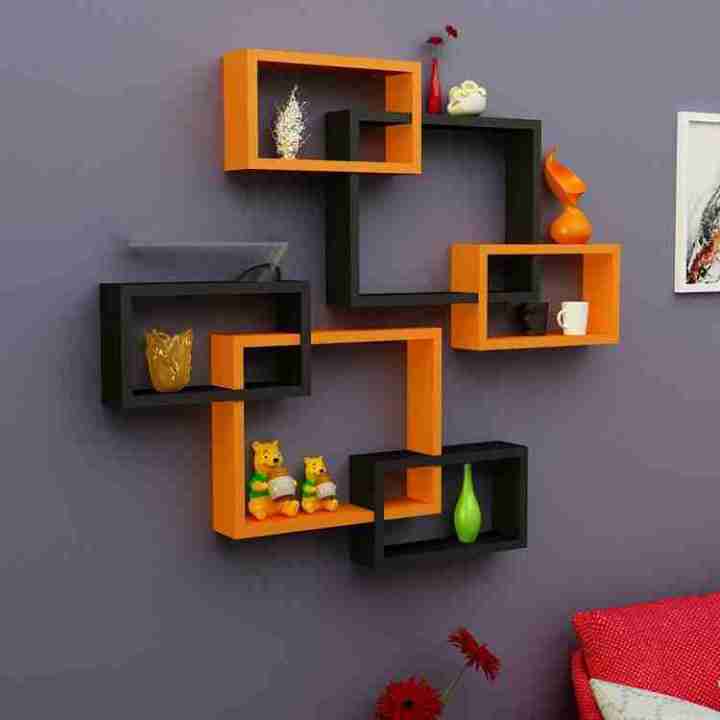 Wall mounted Wooden piece decoration shelves racks wall decor home ...