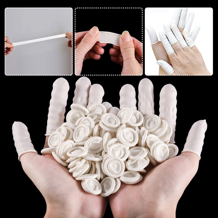 Protective Fingertip Natural Rubber Gloves Disposable Latex Finger Cots ...