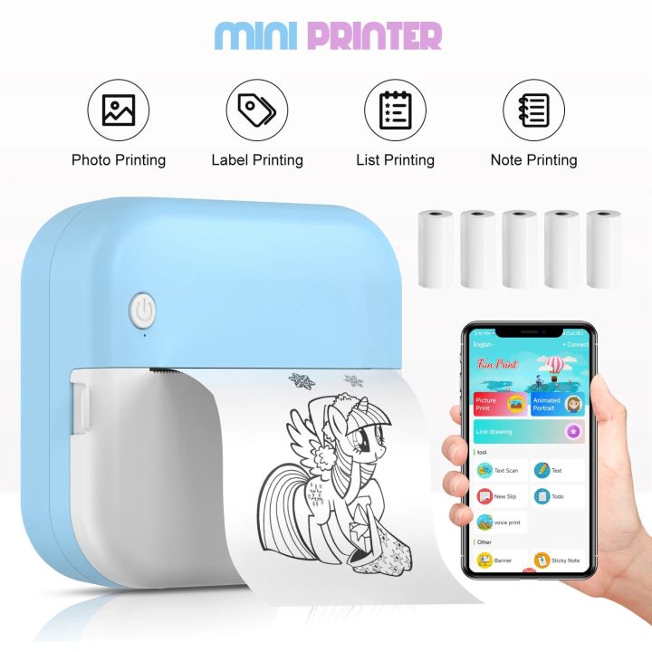 Portable Mini Pocket Printer Note Photo Label Memo Printing Bluetooth ...