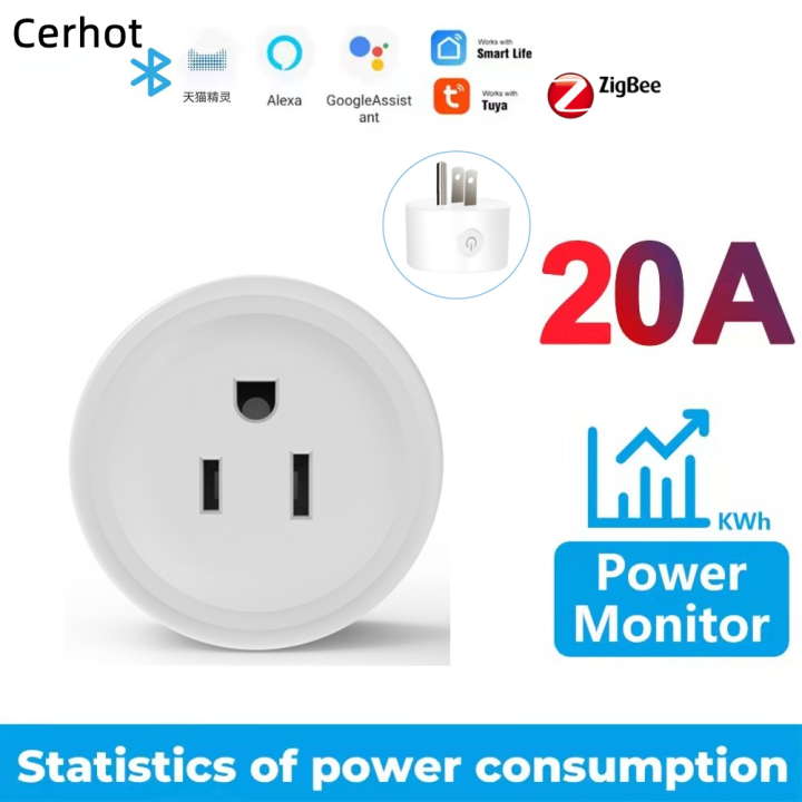 Cerhot Tuya Smart Plug Zigbee Plug 20A Power Monitor Wireless Control Outlet with Energy Timer ...
