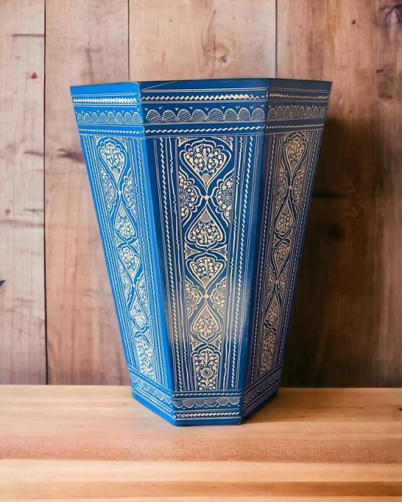 Wooden Nakshi Art Dustbin - Handcrafted waste Bin for Home Decor | Daraz.pk