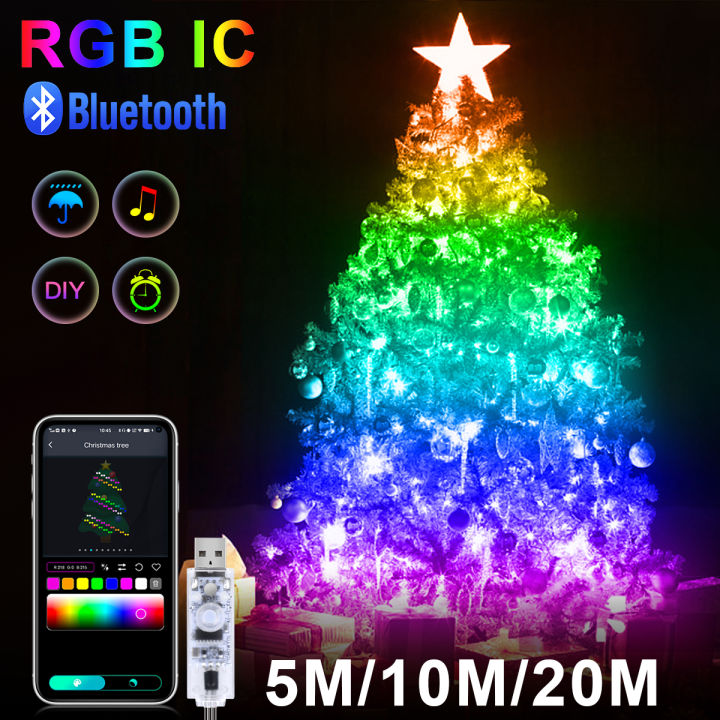 Smart USB LED Christmas Night Light 5V Addressable WS2812 RGBIC Idea BT ...