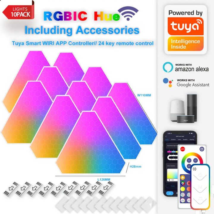 Triangle Smart Panels RGBIC light-10 Pcs set(1 year replacement ...