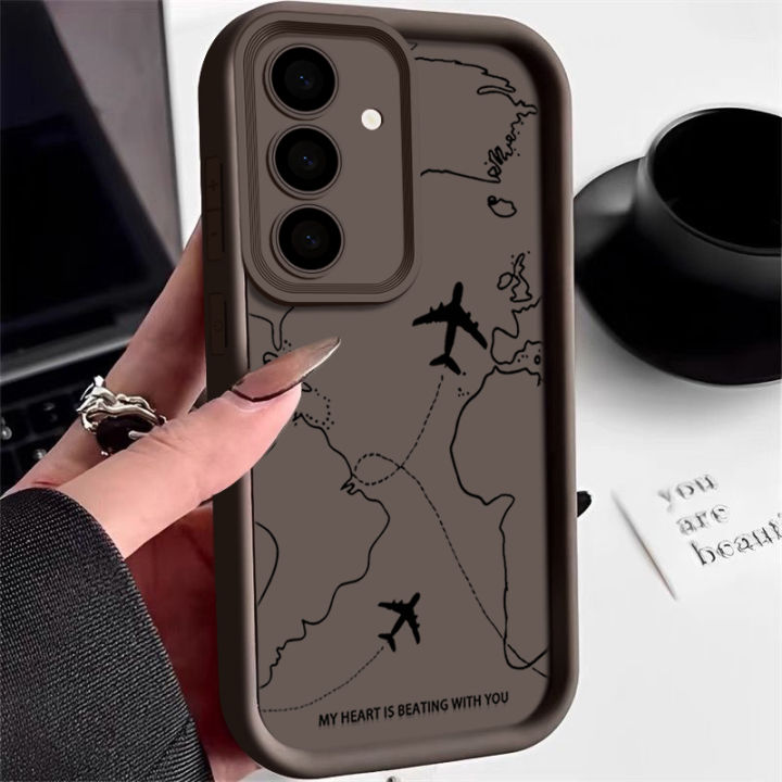 Airplane Route Silicone Case For Samsung Galaxy S25 FE S25 Edge S24 S23 ...