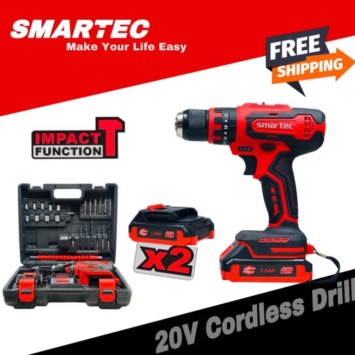 Smartec 20V Cordless Impact Drill Machine With 24ps Accessories ...