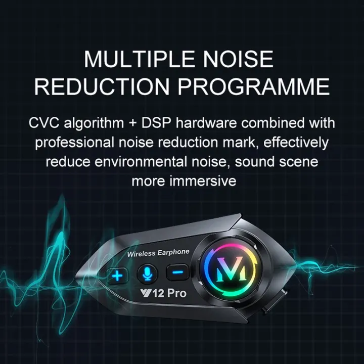 Y12 Pro Motorcycle Helmet Bluetooth Intercom Distance 500M Wireless ...