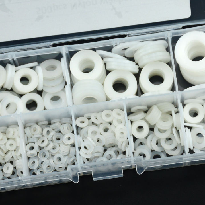 500Pcs/Box M2 M2.5 M3 M4 M5 M6 M8 M10 White Plastic Nylon Washer Flat ...