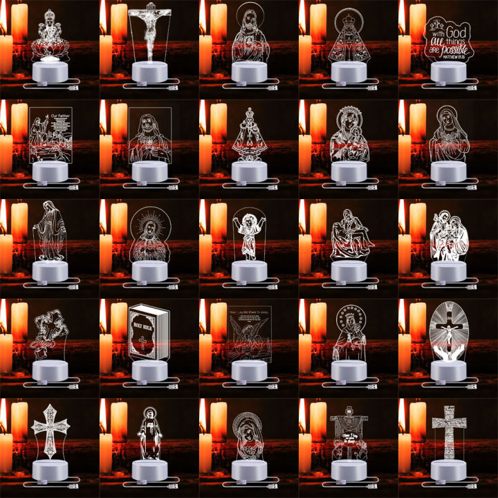 Religion Series LED Night Light Novelty Acrylic 3D Vision Table Lamp ...