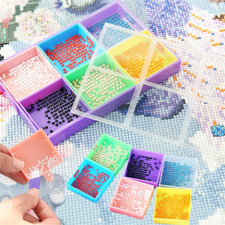 6 Grid Palette Diamond Painting Tray Kits Set Large Capacity Drill ...