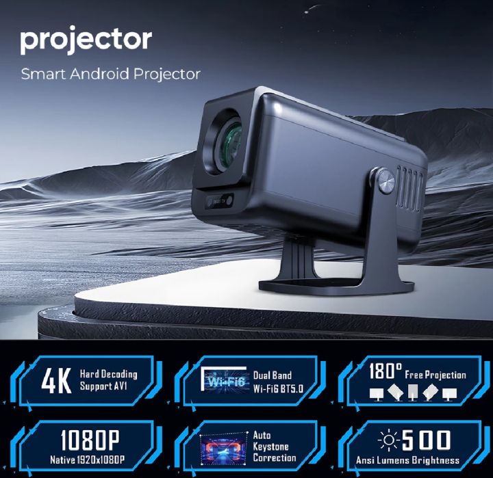 WUDUNG VÌ Smart Projector 4K 1080P 500ANSI Android13 Media Center ...