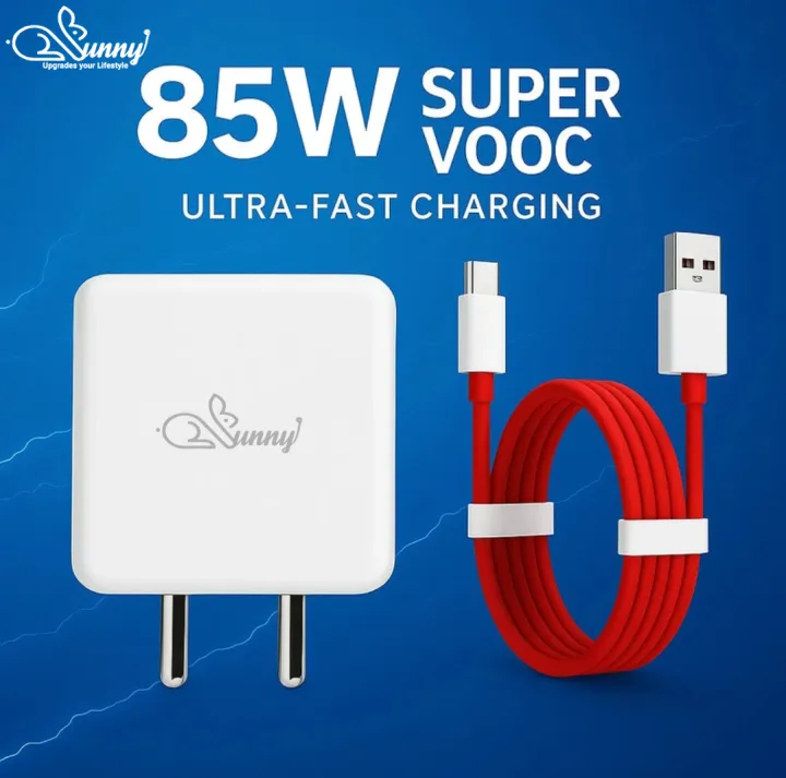 Bunny 85 Watt Super VOOC Fast/Quick DASH Charger With USB to Type C ...