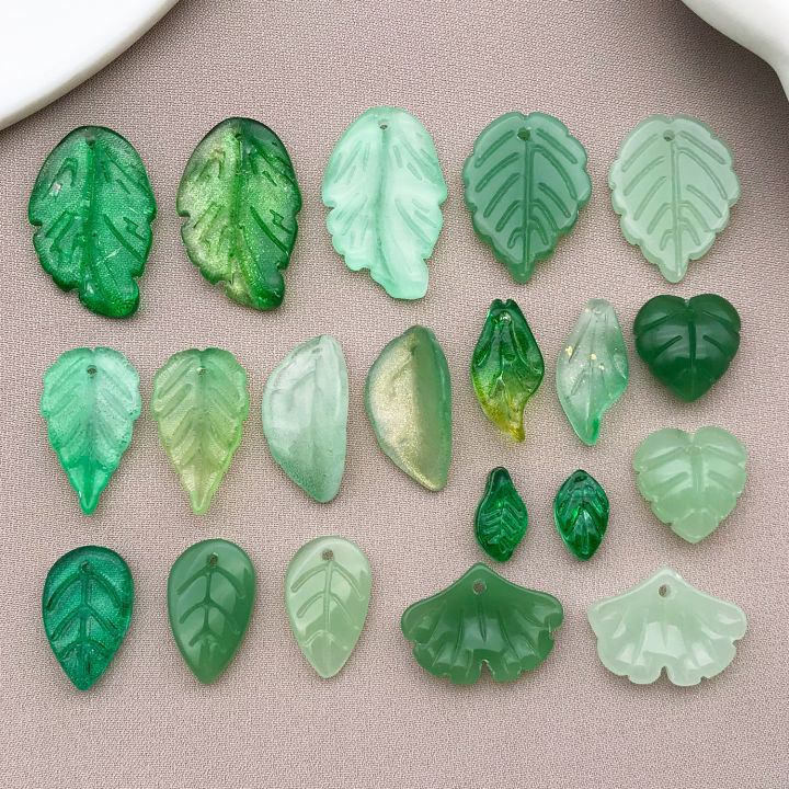 20pcs Glass Mini Small Tree Leaf Hand Beaded DIY Handmade Necklace ...