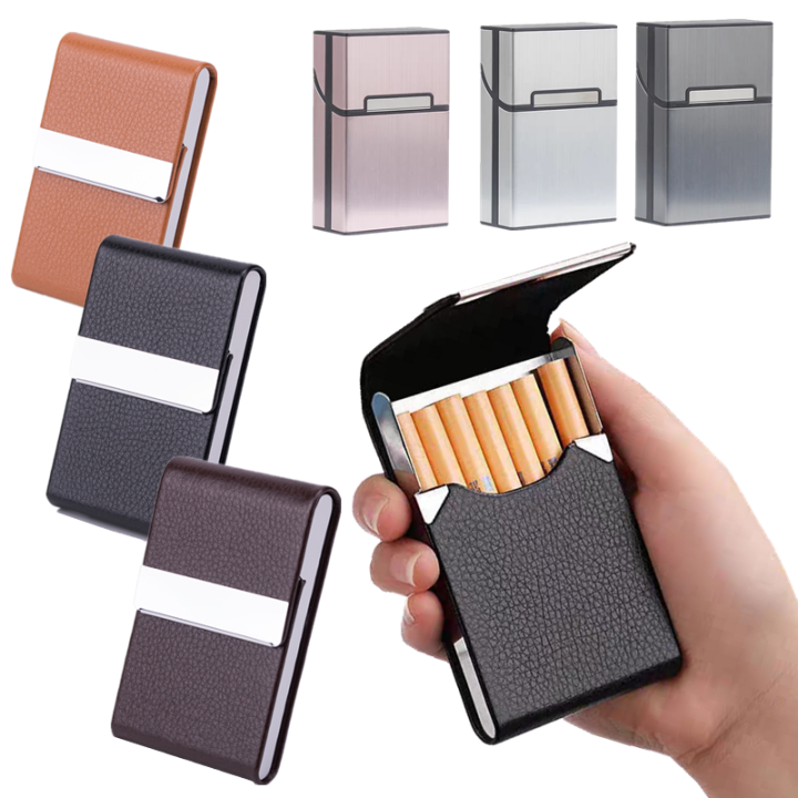 Multifunction Stainless Steel Cigarette Case PU Cigar Storage Box ...