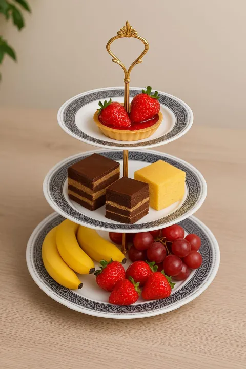 3 Tier Dessert Stand with Black Stand | Cupcake Stand | Fruit Serving ...