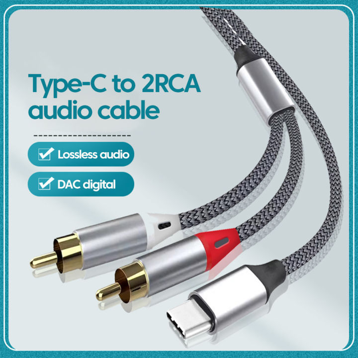 Type C to 2 RCA Aux Cord Converter USB C Male-to-Male Audio Cable Jack ...