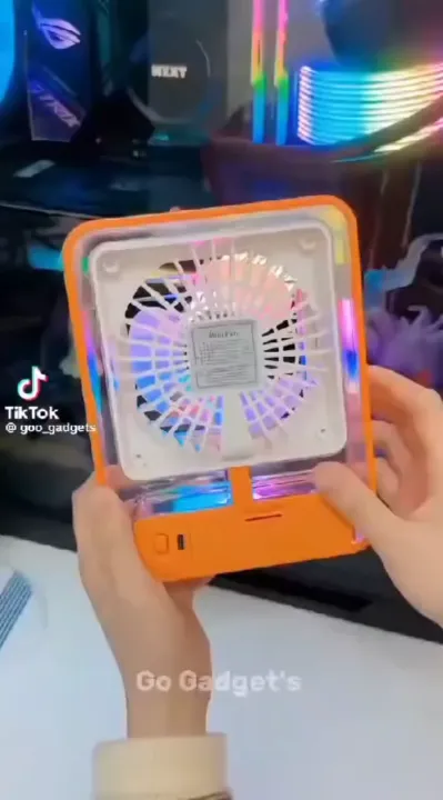 Mini USB Mist Fan with LED Night Light | Portable Air Cooler with ...