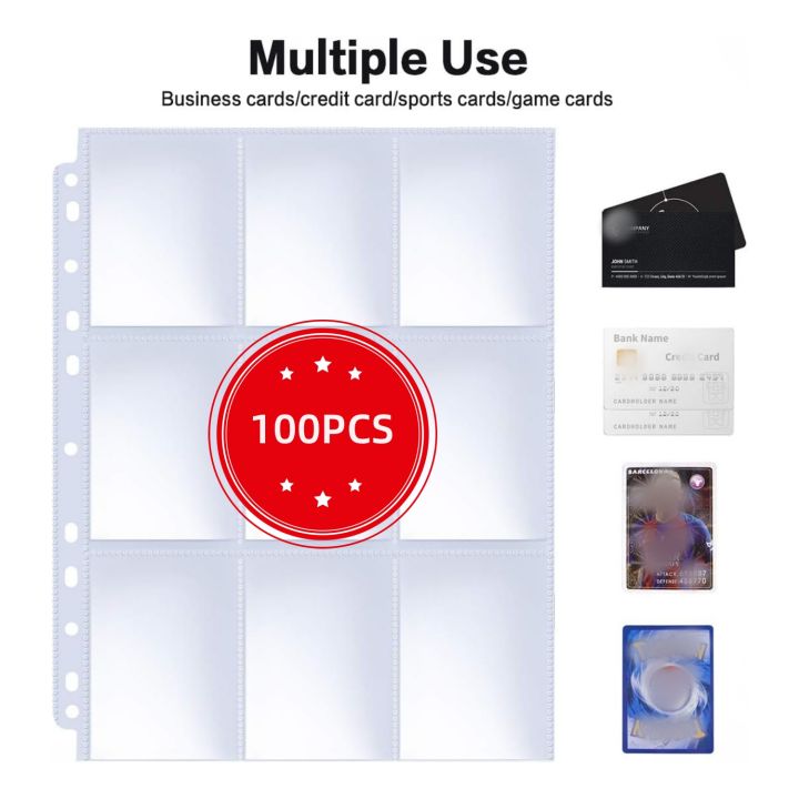 1800 Pockets 11-Ring Binder Double-Sided Trading Card Pages Sleeves, 9 ...
