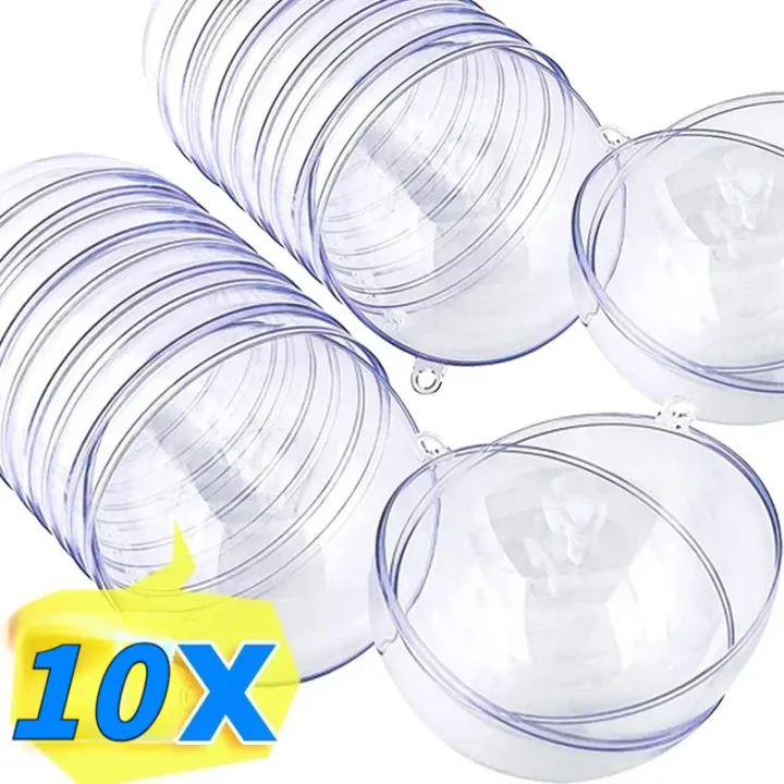 4-8CM Christmas Ornaments Balls DIY Fillable Bauble Plastic Transparent ...
