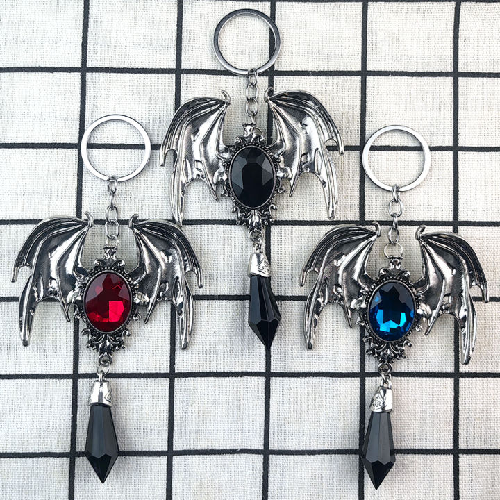Stunning Gothic Vampire Bat Keyring Red Crystal Beads Vampire Bat ...