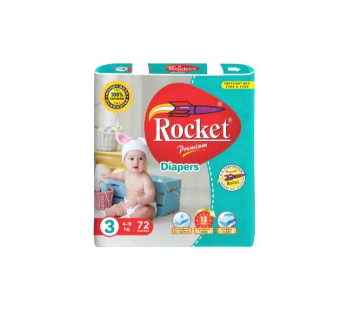 Jumbo Pack Baby Diaper Size 3 Medium (4-9Kg), 72Pcs ,Rocket Diapers ...