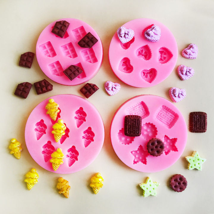 Mini Star Heart Cookies Silicone Fondant Mold Candy Chocolate Cake ...