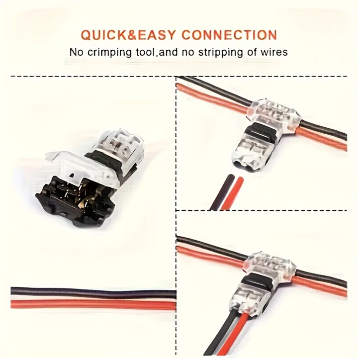 5/10/20Pcs Wire and Cable Snap-In T2 Connectors, No Welding, No ...