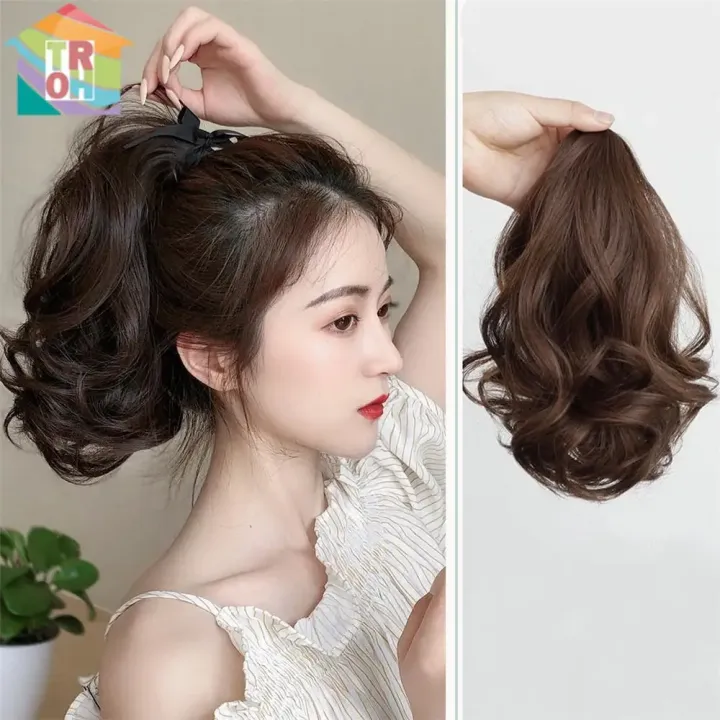 Synthetic Wig Ponytail Women's Mid-Length Short Curly Hair Strap Style ...